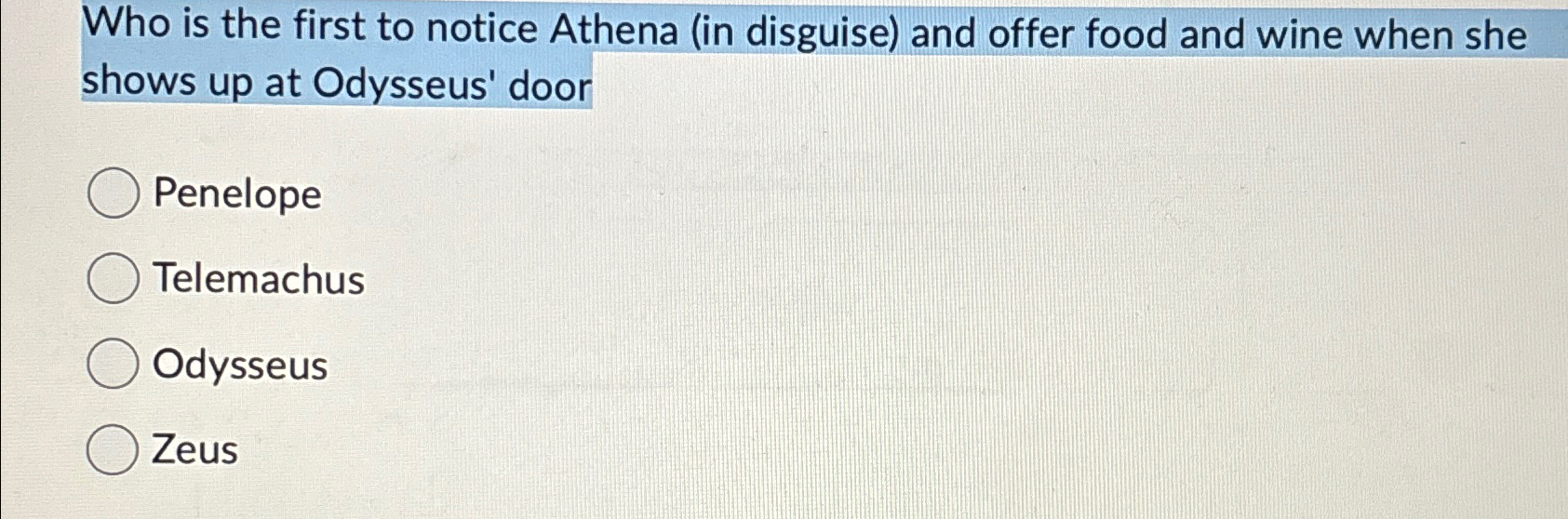 Solved Who is the first to notice Athena (in disguise) ﻿and | Chegg.com