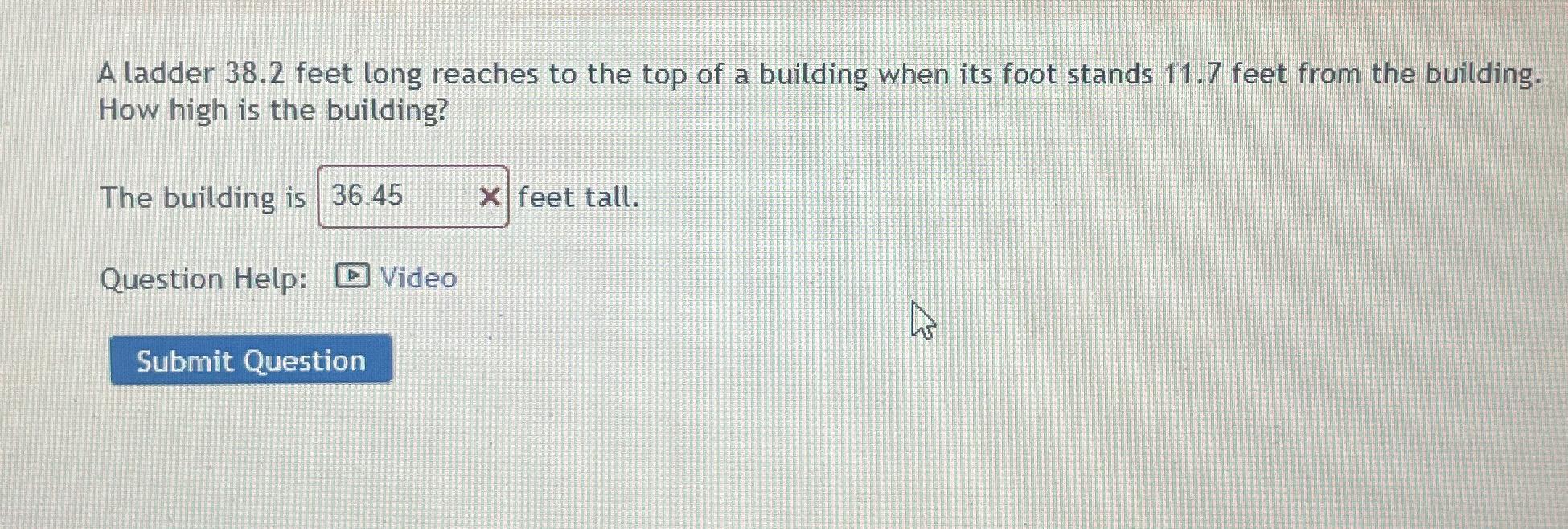 Solved A ladder 38.2 ﻿feet long reaches to the top of a | Chegg.com
