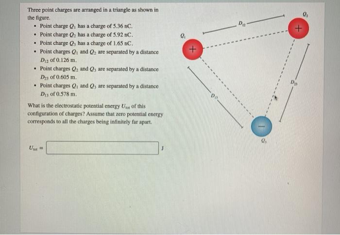 Solved 0 Three point charges are arranged in a triangle as | Chegg.com