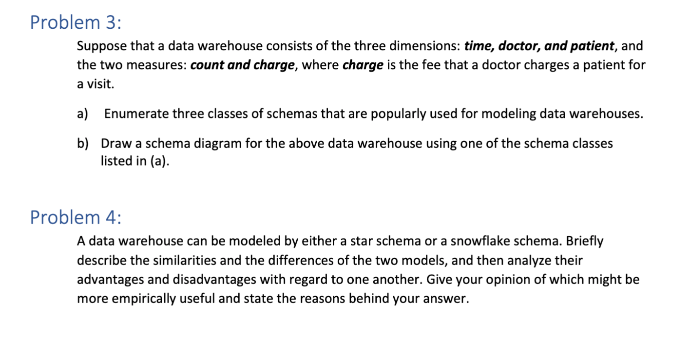 Solved Problem 3:Suppose that a data warehouse consists of | Chegg.com