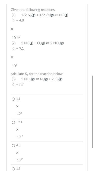 Solved Given the following reactions, (1) 1/2 | Chegg.com