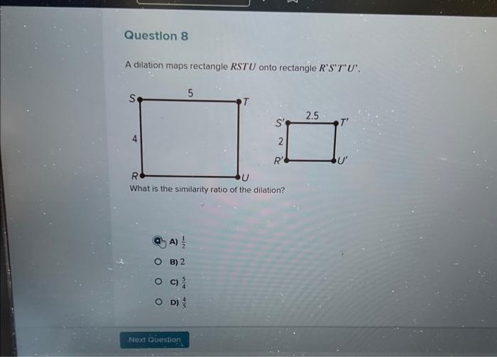 Solved A dilation maps rectangle RSTU onto rectangle R′S′T′U | Chegg.com