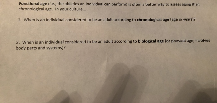 Solved Functional age (i.e., the abilities an individual can | Chegg.com