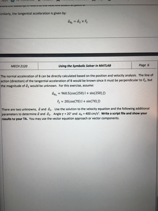 MECH 2120 Using the symbolic Solver in MATLAB Page 5 | Chegg.com