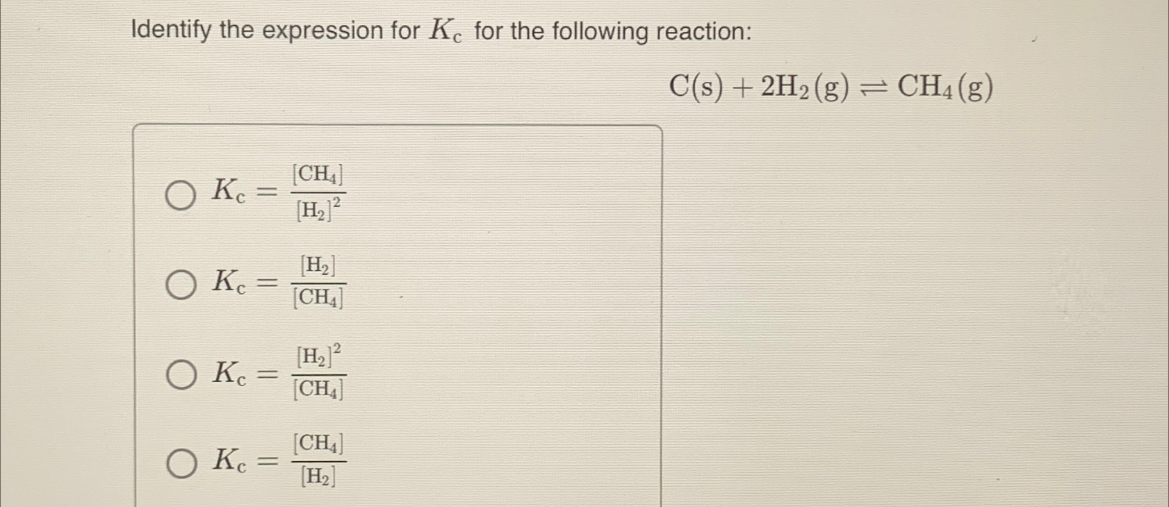 Solved Identify the expression for Kc ﻿for the following | Chegg.com