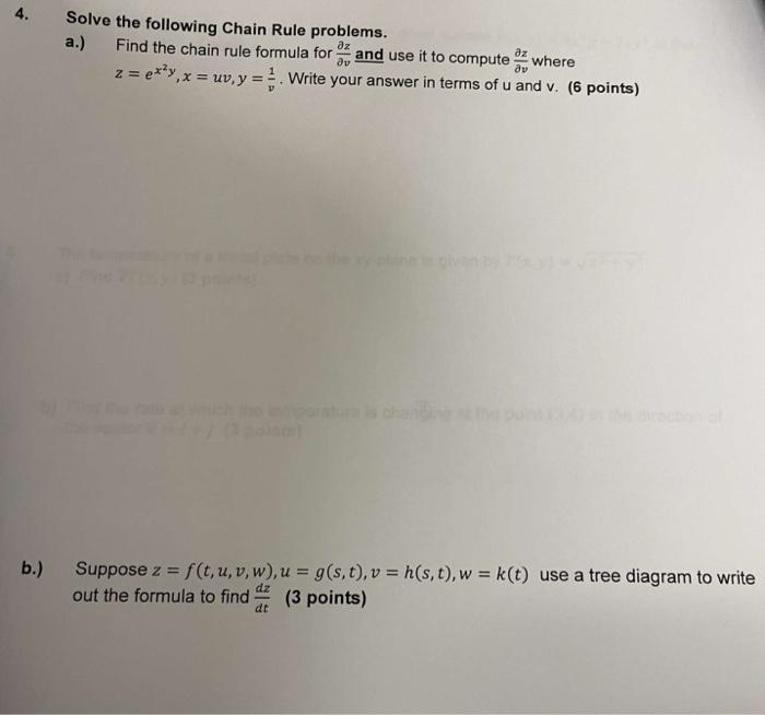 Solved 4. Solve the following Chain Rule problems. a.) Find | Chegg.com