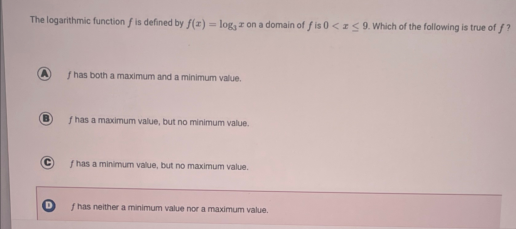 Solved The logarithmic function f ﻿is defined by f(x)=log3x | Chegg.com