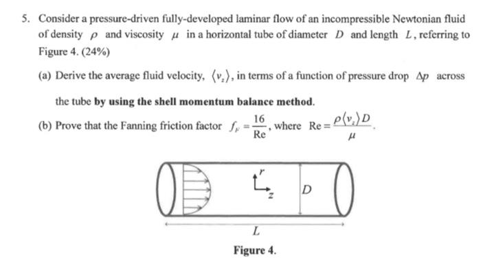 Solved 5. Consider a pressure-driven fully-developed laminar | Chegg.com