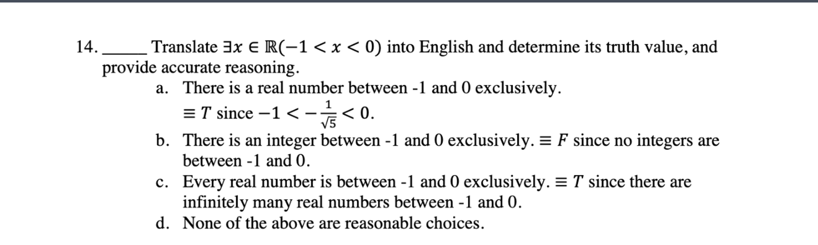 Solved Translate ∃𝑥 ﻿ in ℝ(−1