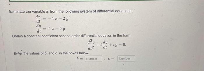 Solved Eliminate the variable x from the following system of | Chegg.com