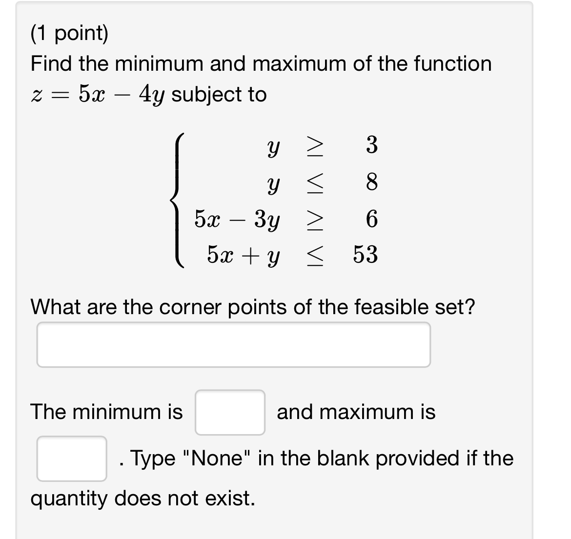 Solved 1 ﻿point Find The Minimum And Maximum Of The