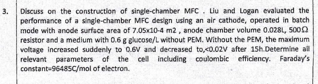 Solved Discuss on the construction of single-chamber MFC. | Chegg.com