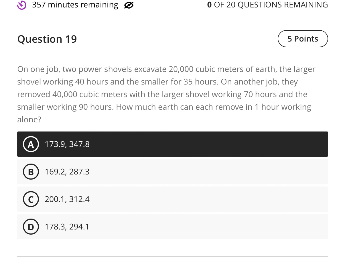 Solved Question 19On one job, two power shovels excavate | Chegg.com