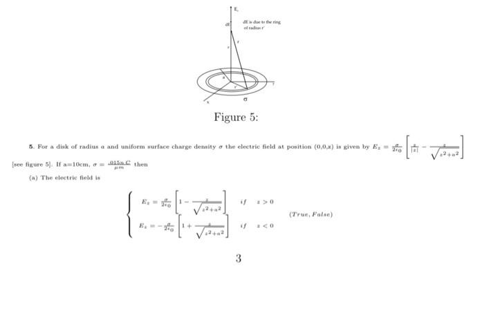 5. For a disk of radius a and uniform surface charge | Chegg.com