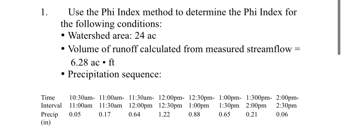 Solved Determine the Phi Index for the following conditions: | Chegg.com