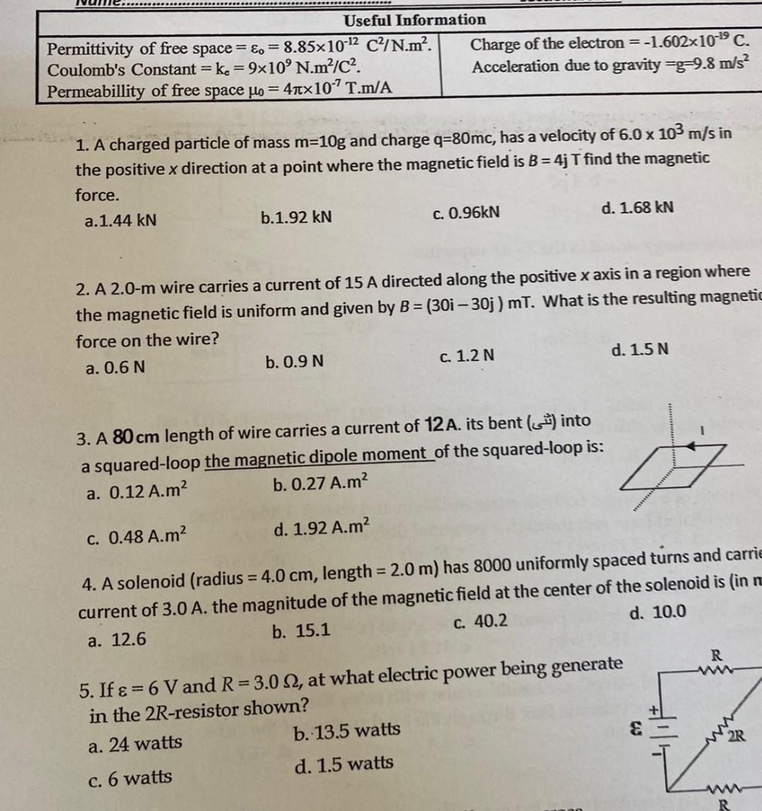 Solved 1. A charged particle of mass m=10 g and charge | Chegg.com