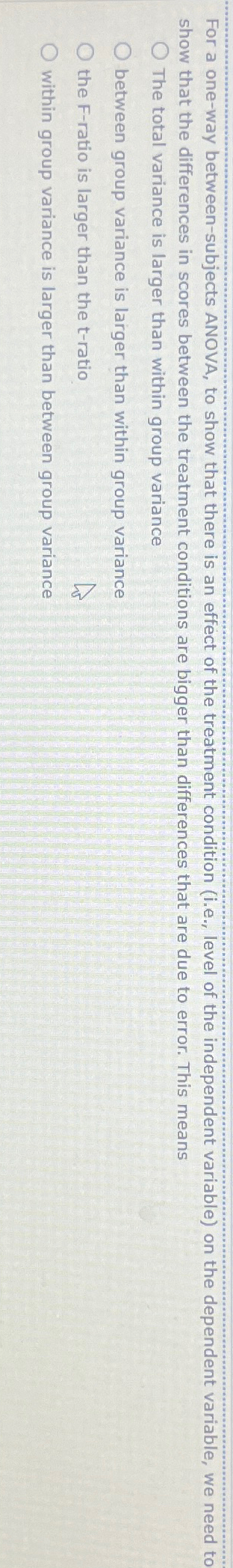 Solved For a one-way between-subjects ANOVA, to show that | Chegg.com