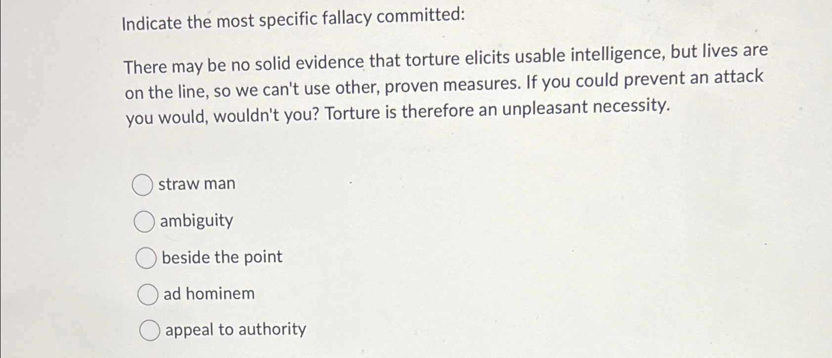 Solved Indicate the most specific fallacy committed:There | Chegg.com