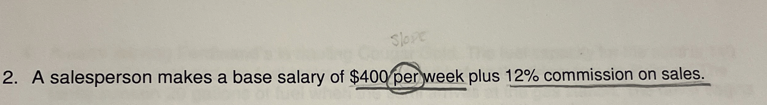 A salesperson makes a base salary of $400 ﻿per week | Chegg.com