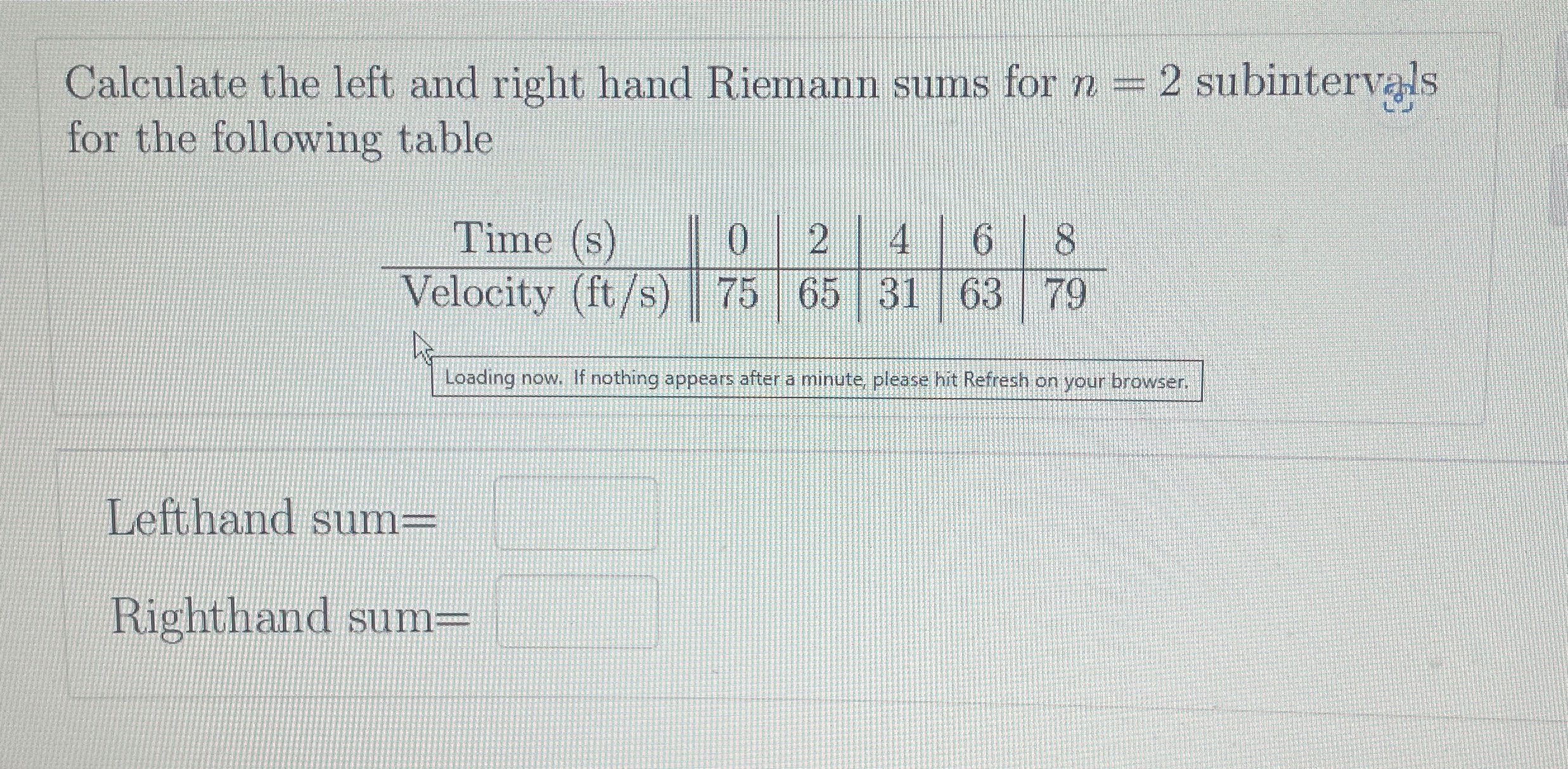 Solved Calculate the left and right hand Riemann sums for | Chegg.com