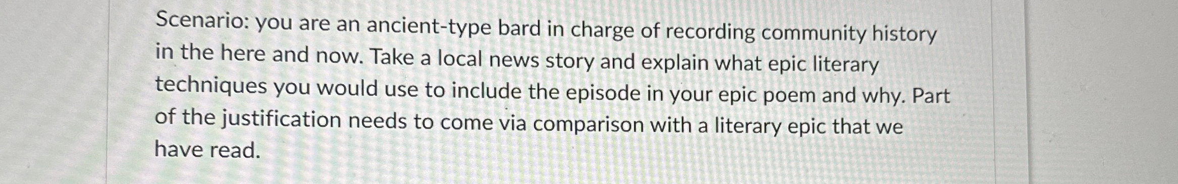 Solved Scenario: you are an ancient-type bard in charge of | Chegg.com