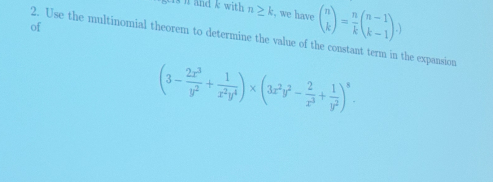 Solved Use the multinomial theorem to determine the constant | Chegg.com