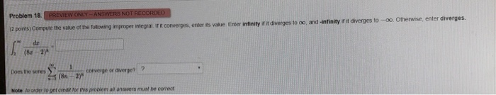 Solved Problem 18. PREVIEW ONLY - ANSWERS NOT RECORDED poms) | Chegg.com