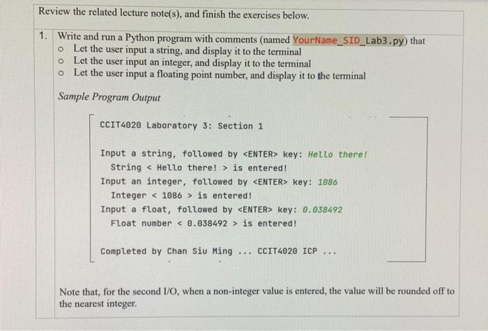 Solved Review the related lecture note(s), and finish the | Chegg.com