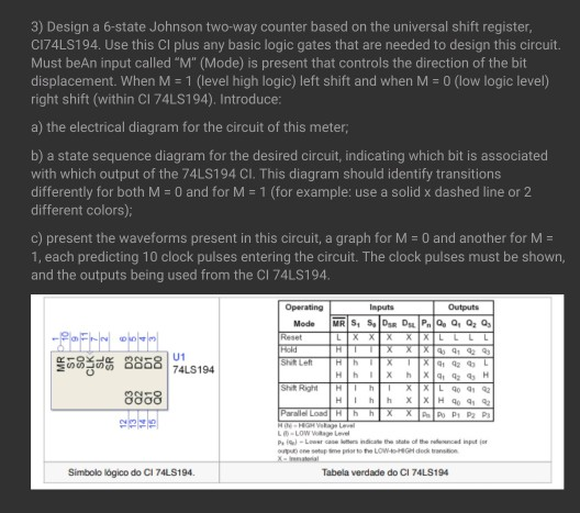 3) Design a 6-state Johnson two-way counter based on | Chegg.com