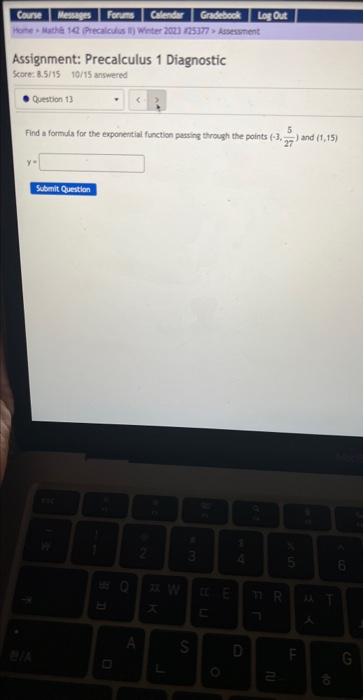 Solved Find a formuls for the exponeritial function passing | Chegg.com
