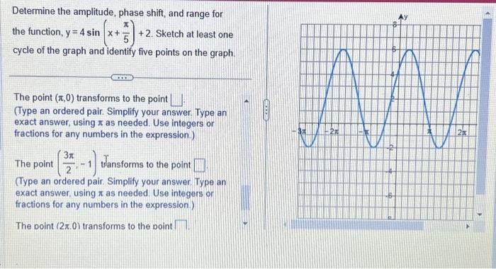 Determine the amplitude, phase shift, and range for | Chegg.com