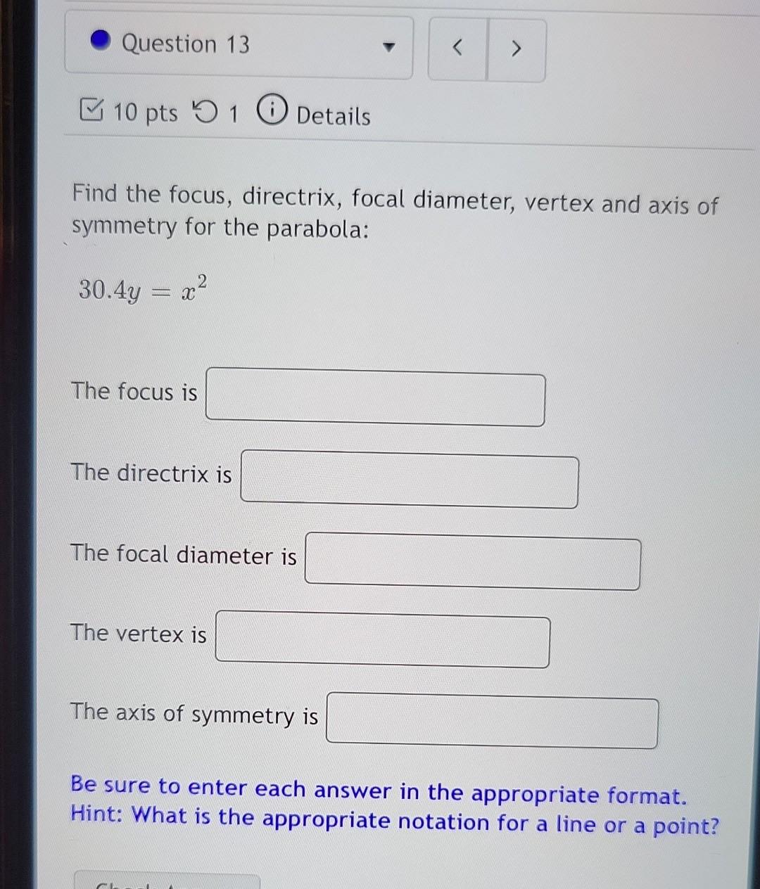 Solved Find the focus, directrix, focal diameter, vertex and | Chegg.com