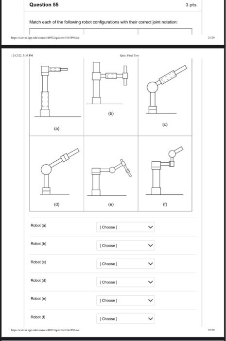 Solved Match each of the following robot configurations with | Chegg.com