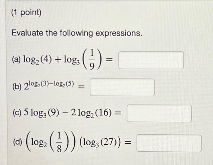 Solved Evaluate the following expressions. (a) | Chegg.com