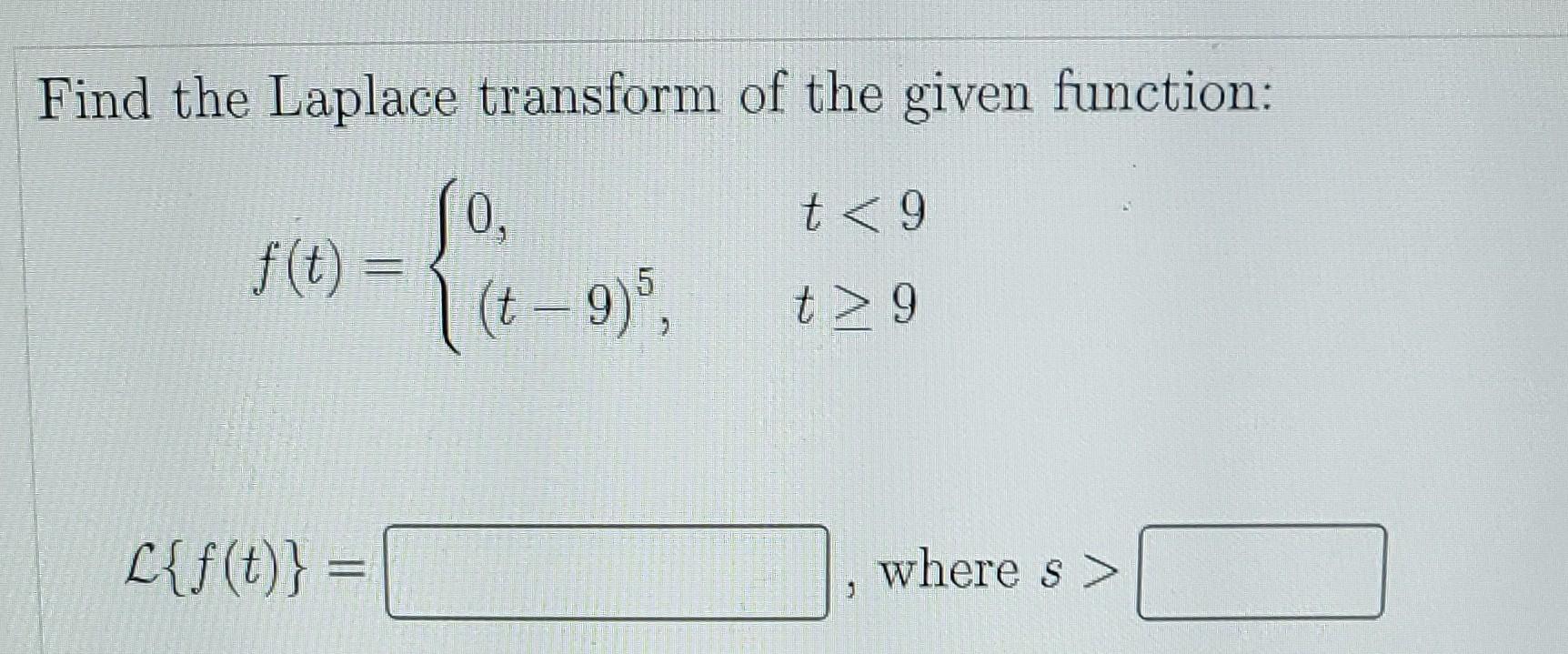 Solved Find the Laplace transform of the given function: | Chegg.com