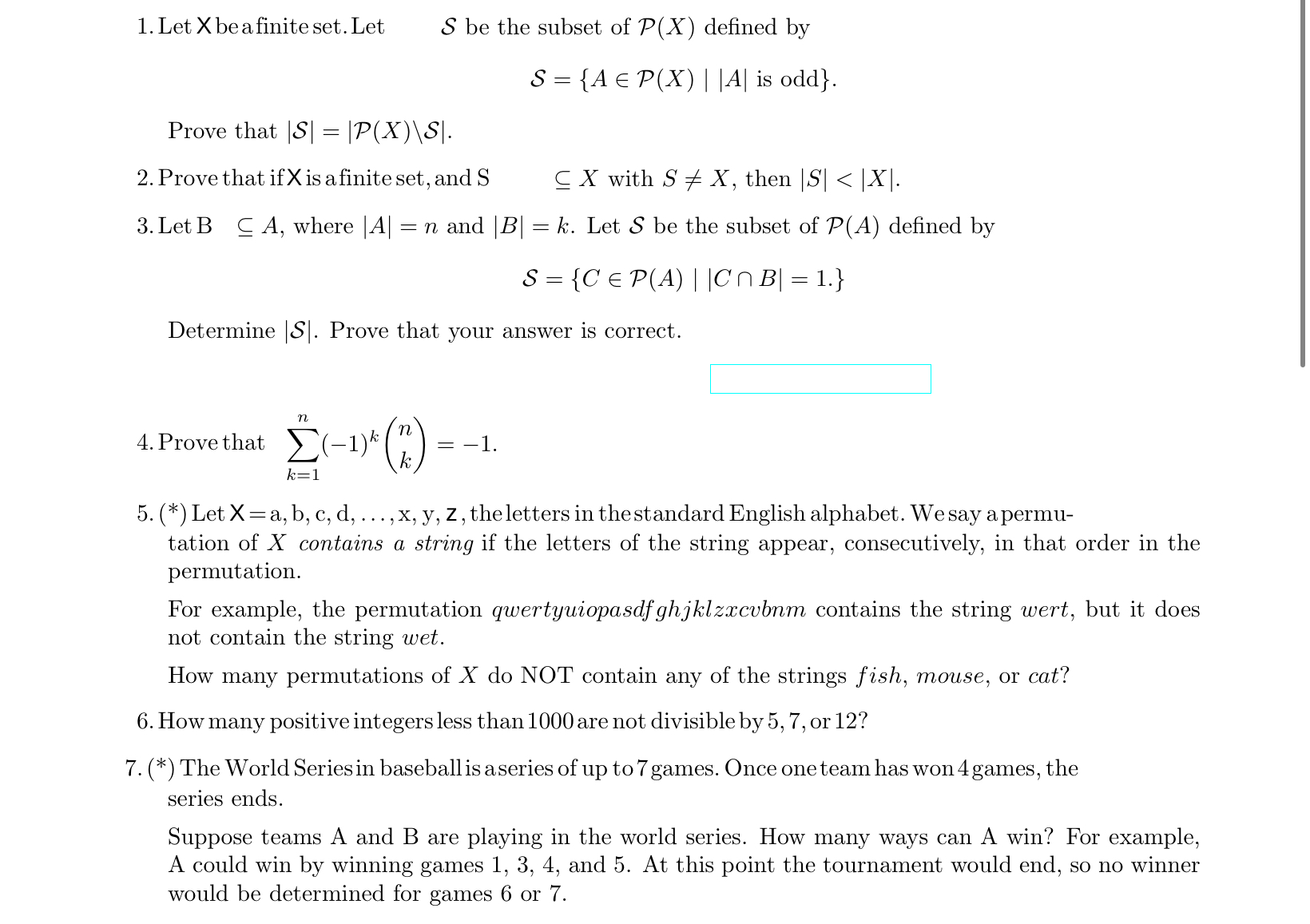 Solved Let x ﻿bea finite set. Let ,S ﻿be the subset of P(x) | Chegg.com