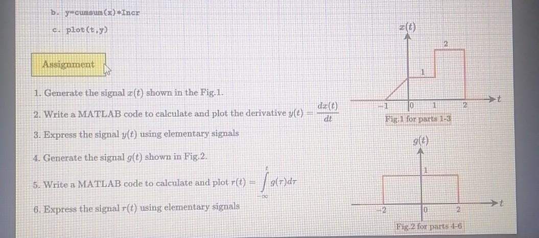 Solved by-cumsum() Incr c. plot(t,y) t(t) 12 Assignment 1 1. | Chegg.com