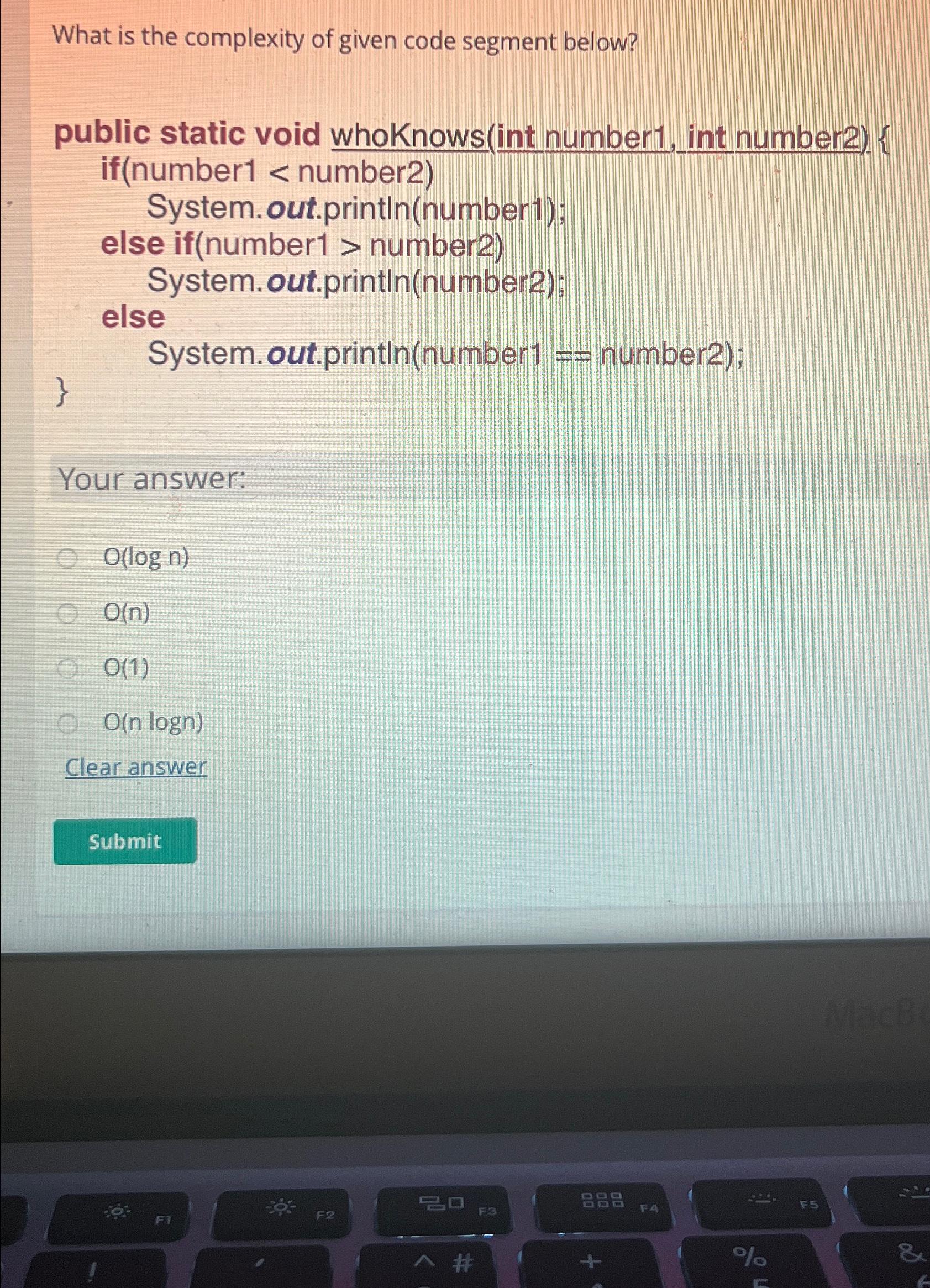 Solved What is the complexity of given code segment | Chegg.com