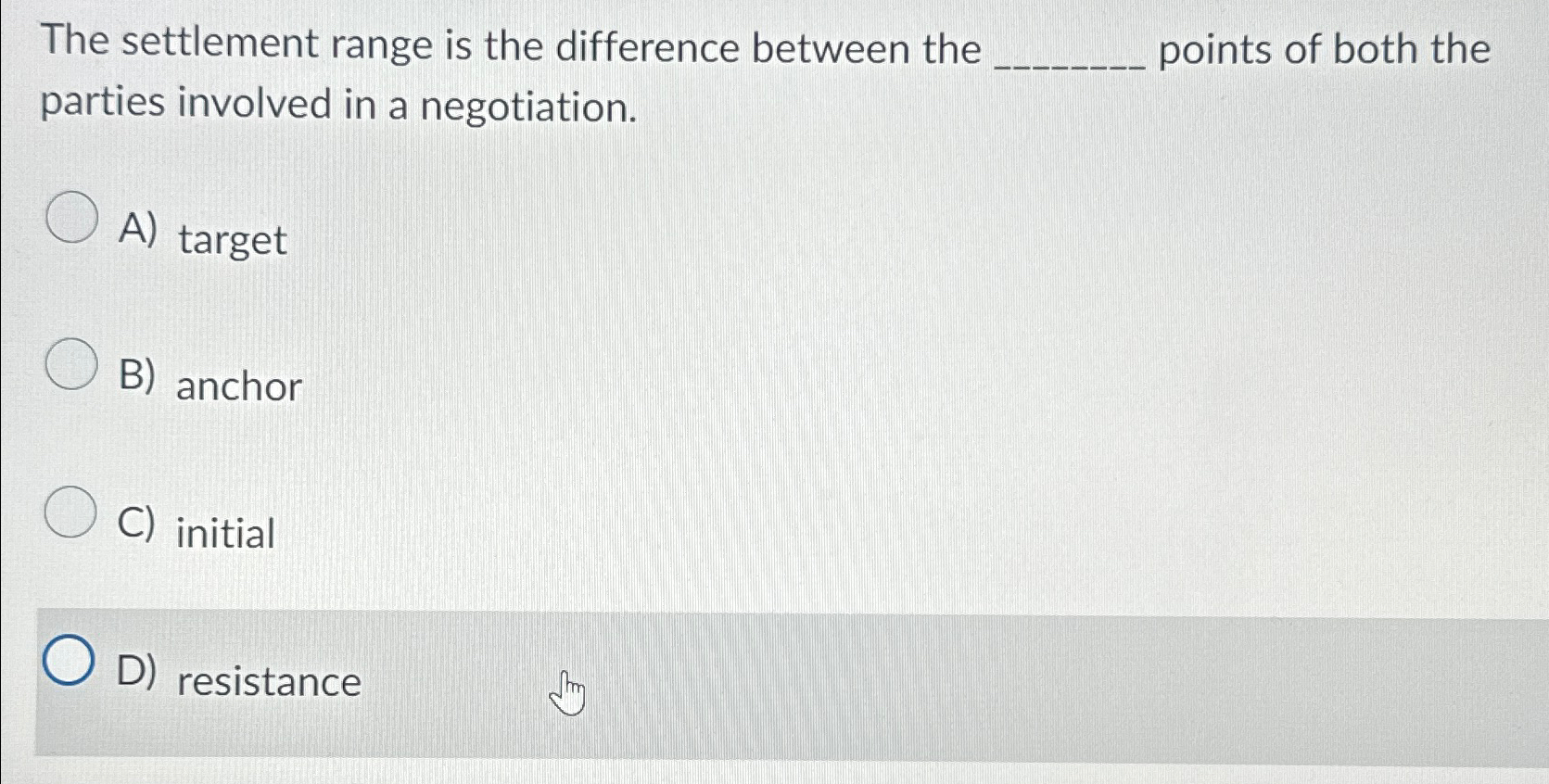 Solved The settlement range is the difference between the | Chegg.com