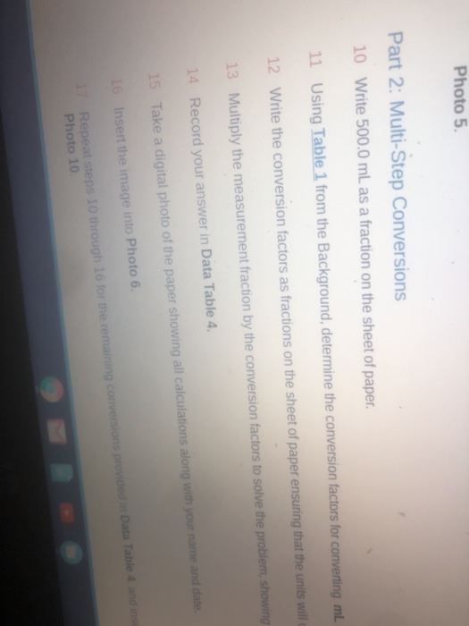 Solved Part 1: Single-Step Conversions Gather the pen or | Chegg.com