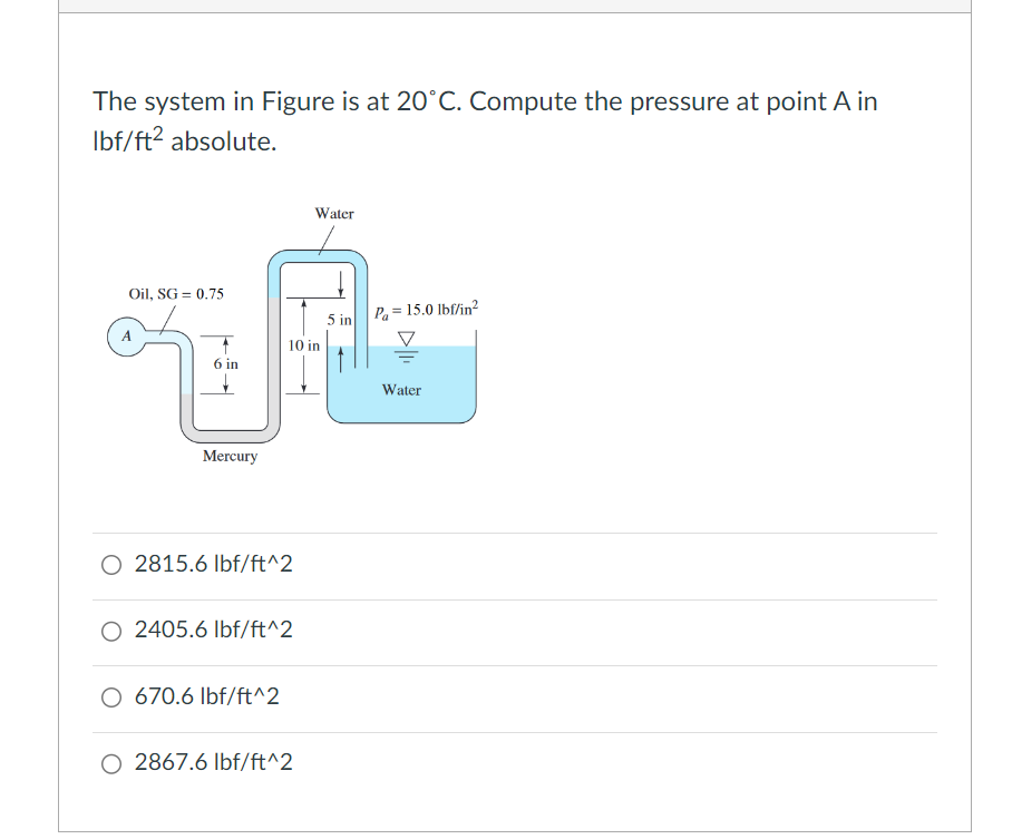 Solved The system in Figure is at 20°C. ﻿Compute the | Chegg.com