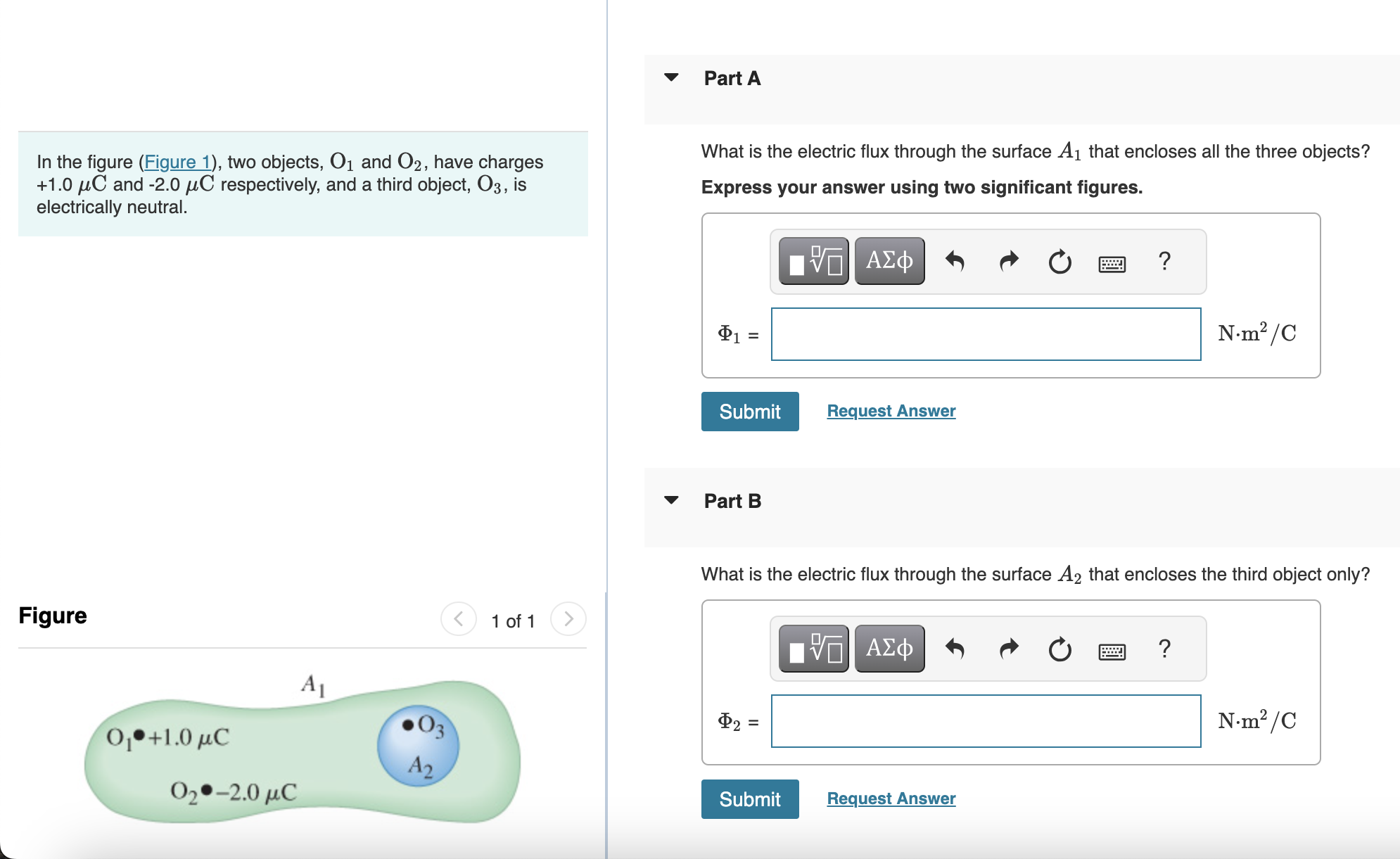 Solved Part AIn the figure (Figure 1), ﻿two objects, O1 ﻿and | Chegg.com