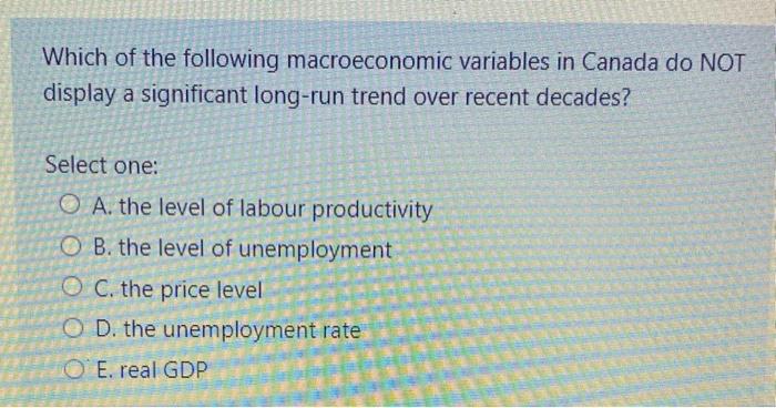 Solved Which of the following macroeconomic variables in | Chegg.com