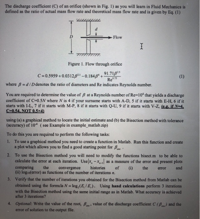 Solved The discharge coefficient (C) of an orifice (shown in | Chegg.com