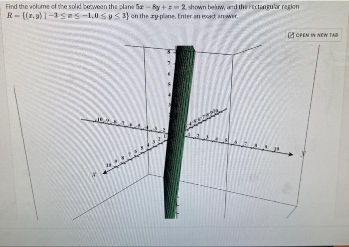 Solved Find the volume of the solid between the plane | Chegg.com