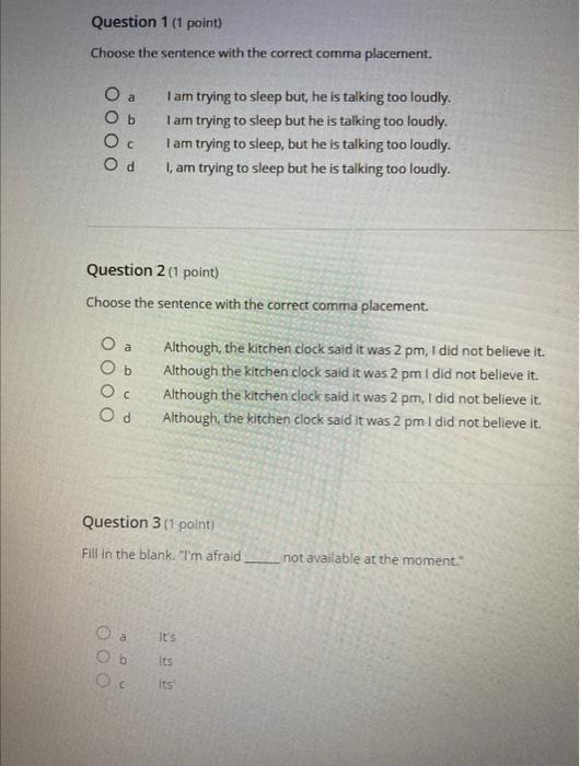 Choose the sentence with the correct comma placement. | Chegg.com