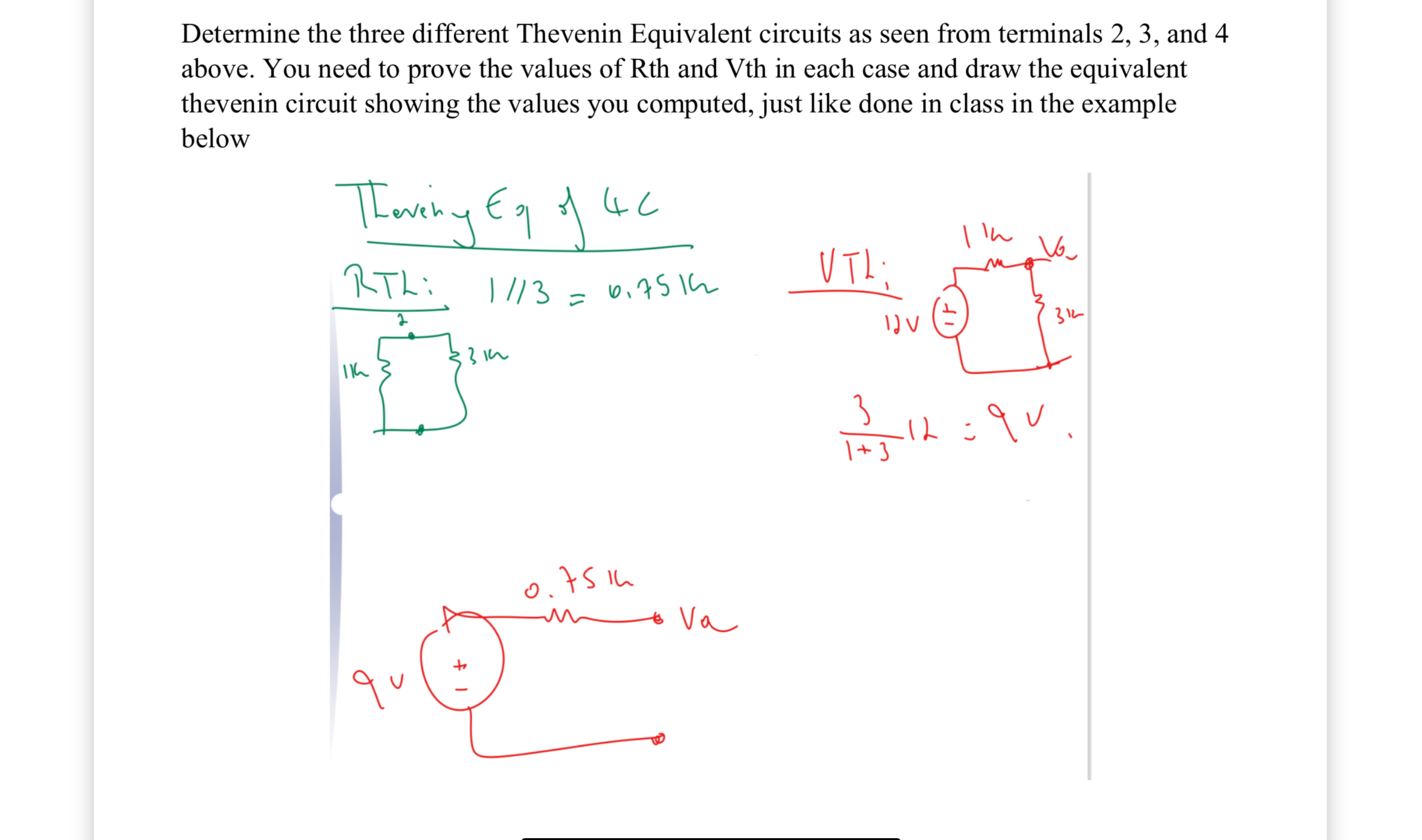 Determine the three different Thevenin Equivalent | Chegg.com