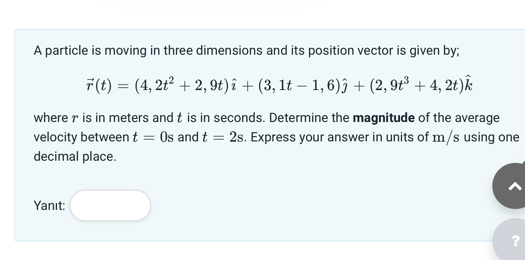 Solved A particle is moving in three dimensions and its | Chegg.com