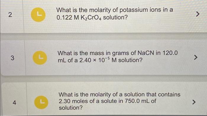 Solved What is the molarity of potassium ions in a | Chegg.com
