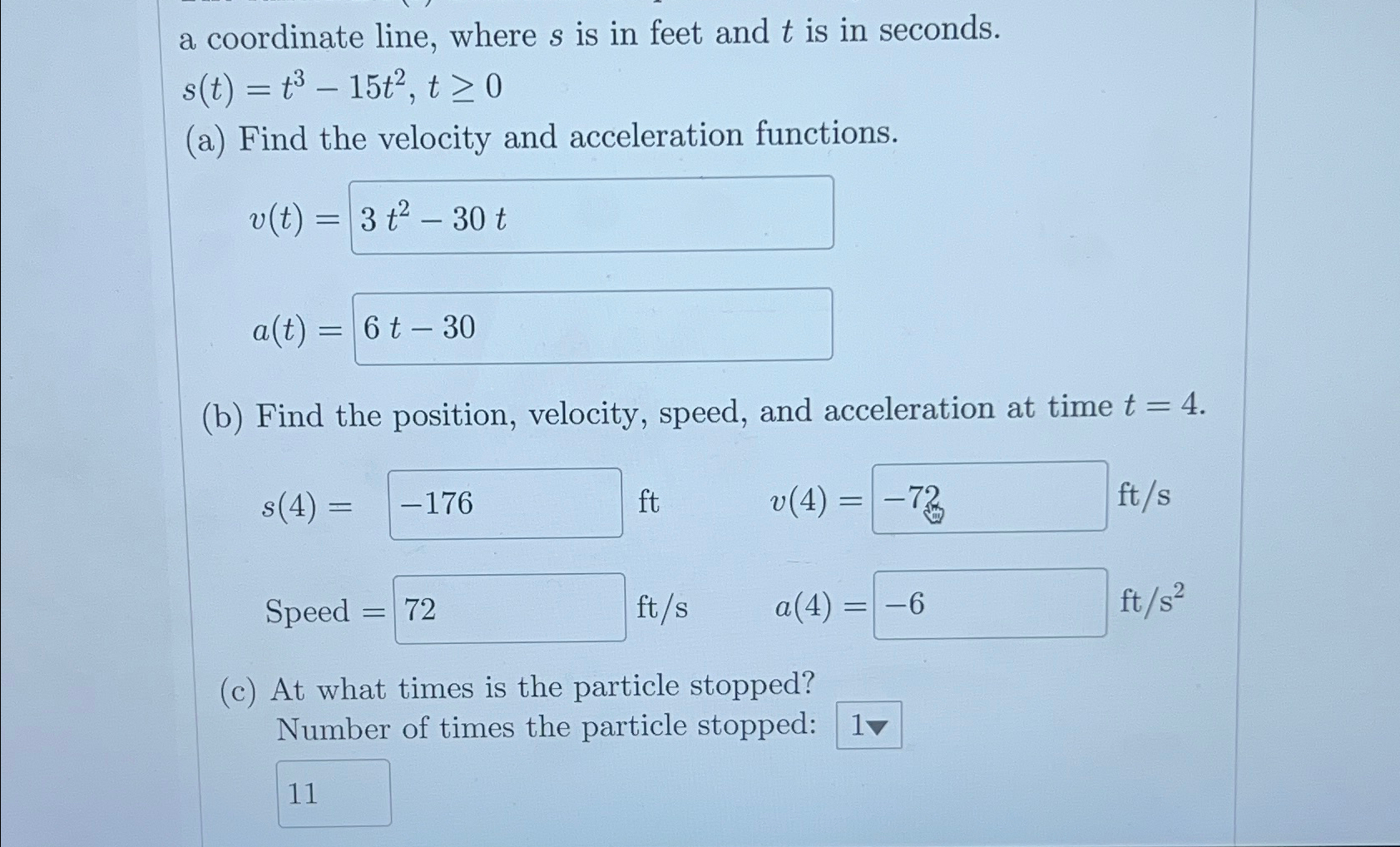 Solved a coordinate line, where s ﻿is in feet and t ﻿is in | Chegg.com